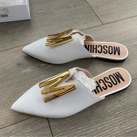 Moschino | Shoes | New Moschino Logo Pointy Toe Mule | Poshmark